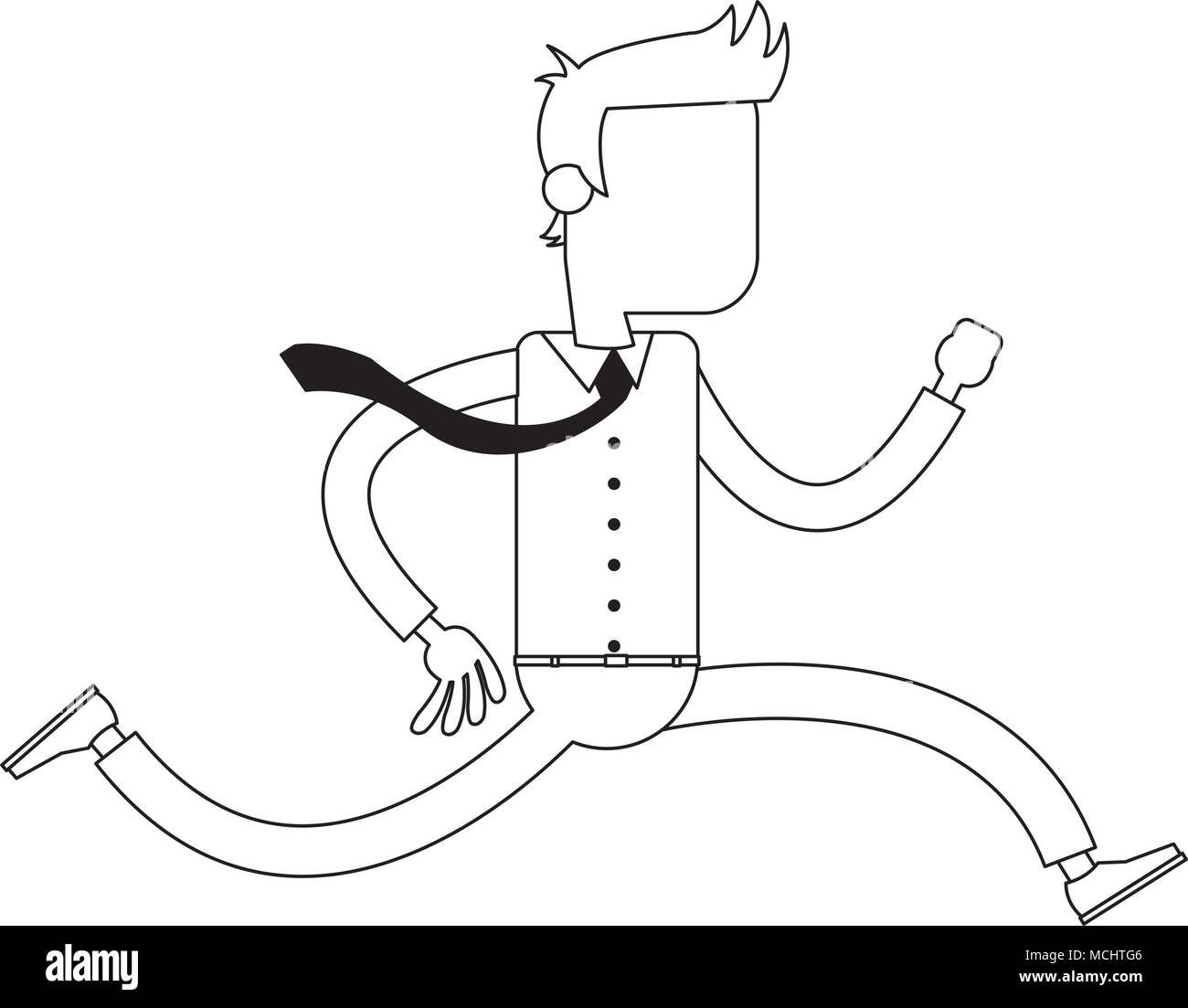 Businessman running cartoon on black and white colors Stock Vector ...