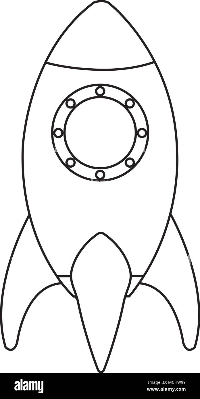 Spaceship rocket taking off on black and white colors Stock Vector ...