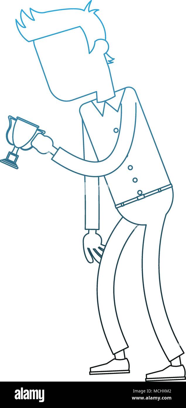 Sad businessman with little trophy on blue lines Stock Vector Image ...