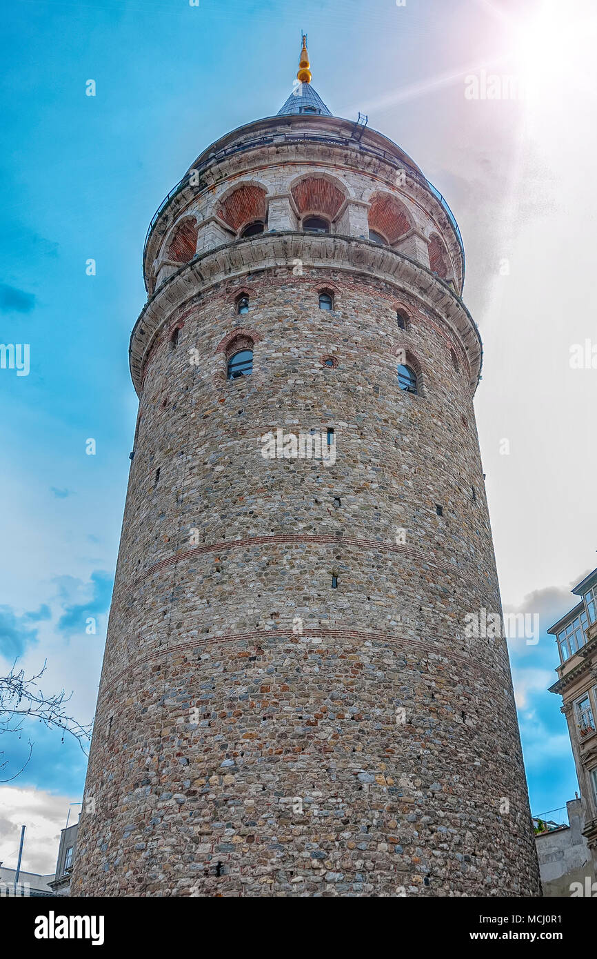An image of the ancient but well preserved galata tower situated in the ...