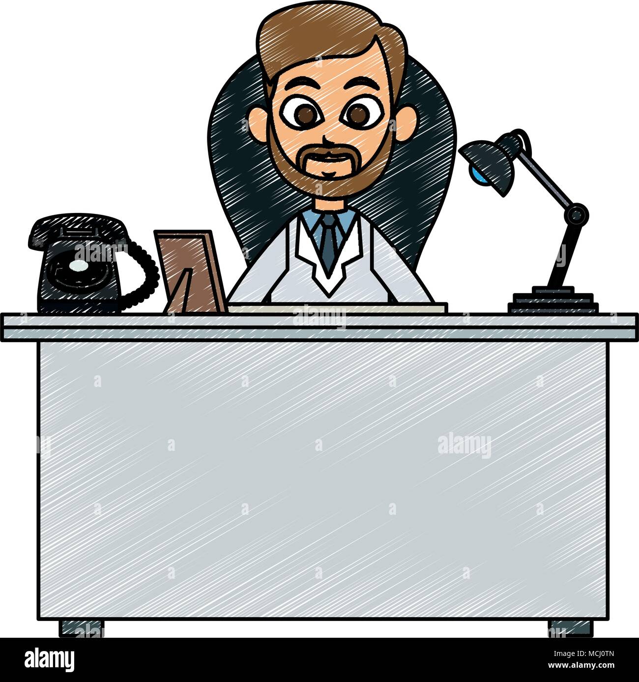 Doctor seated at office scribble Stock Vector Image & Art - Alamy