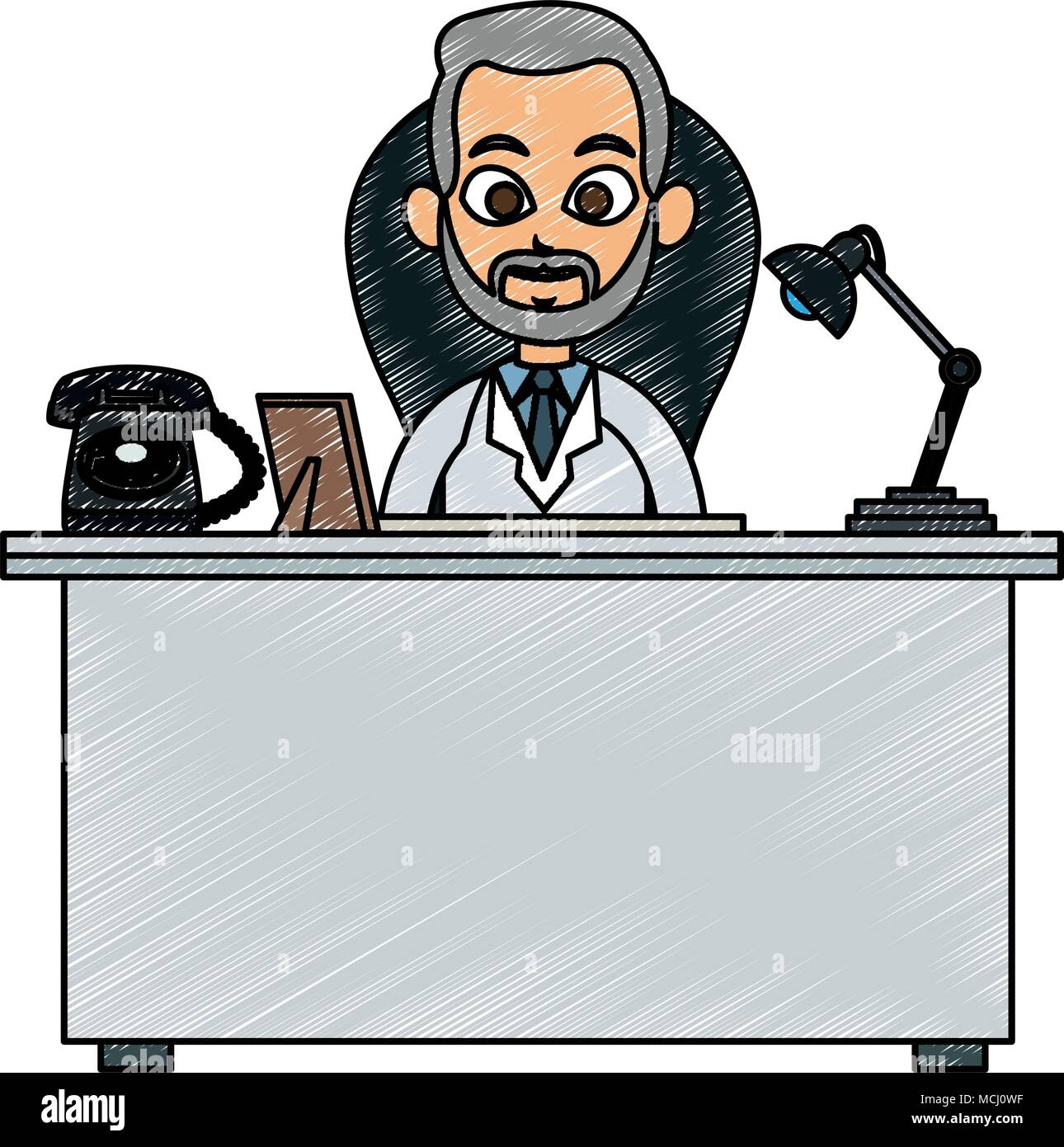 Doctor seated at office scribble Stock Vector Image & Art - Alamy