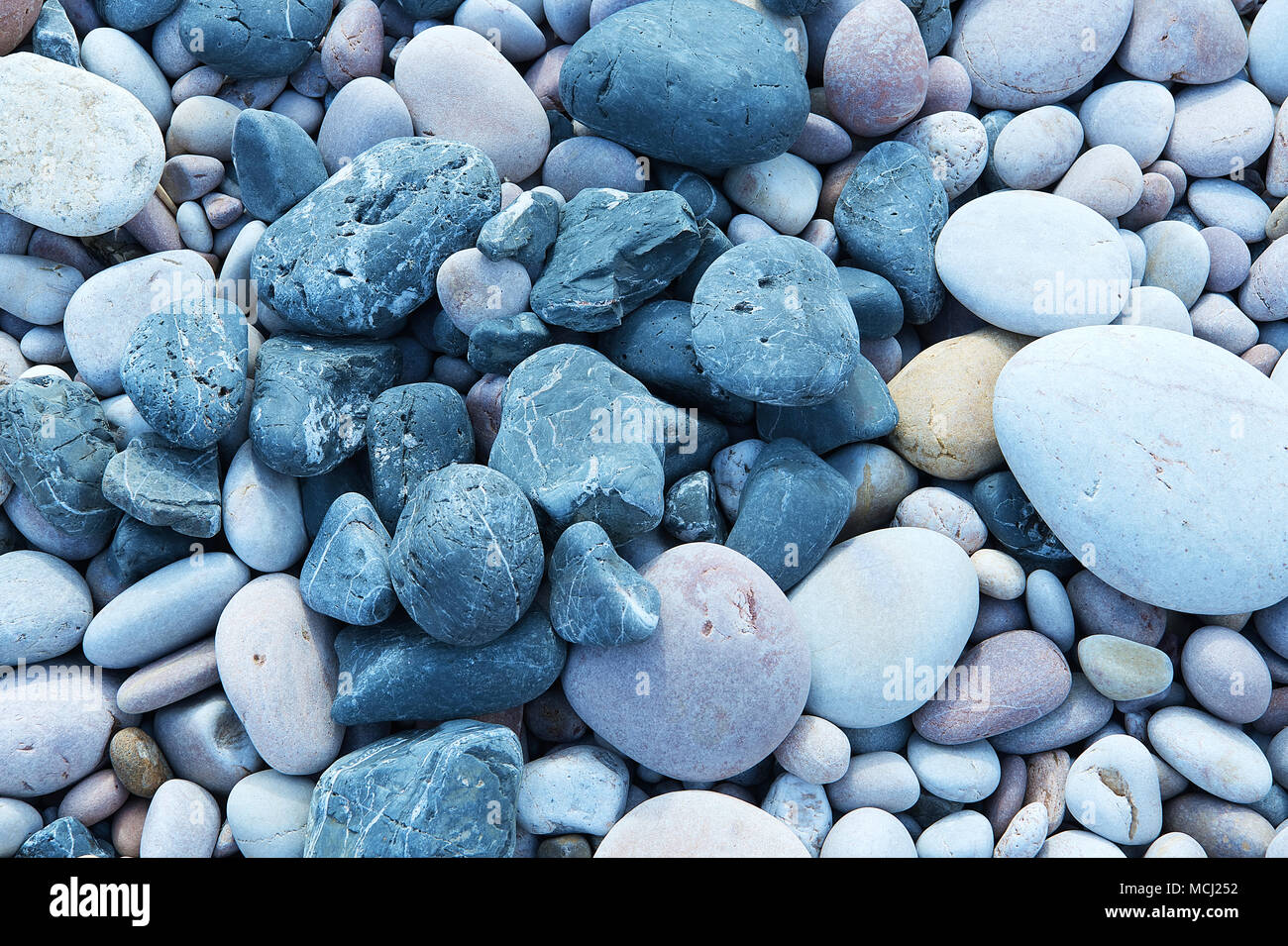 A top down view of some pebbles on a beach in Devon, England. 21 March ...