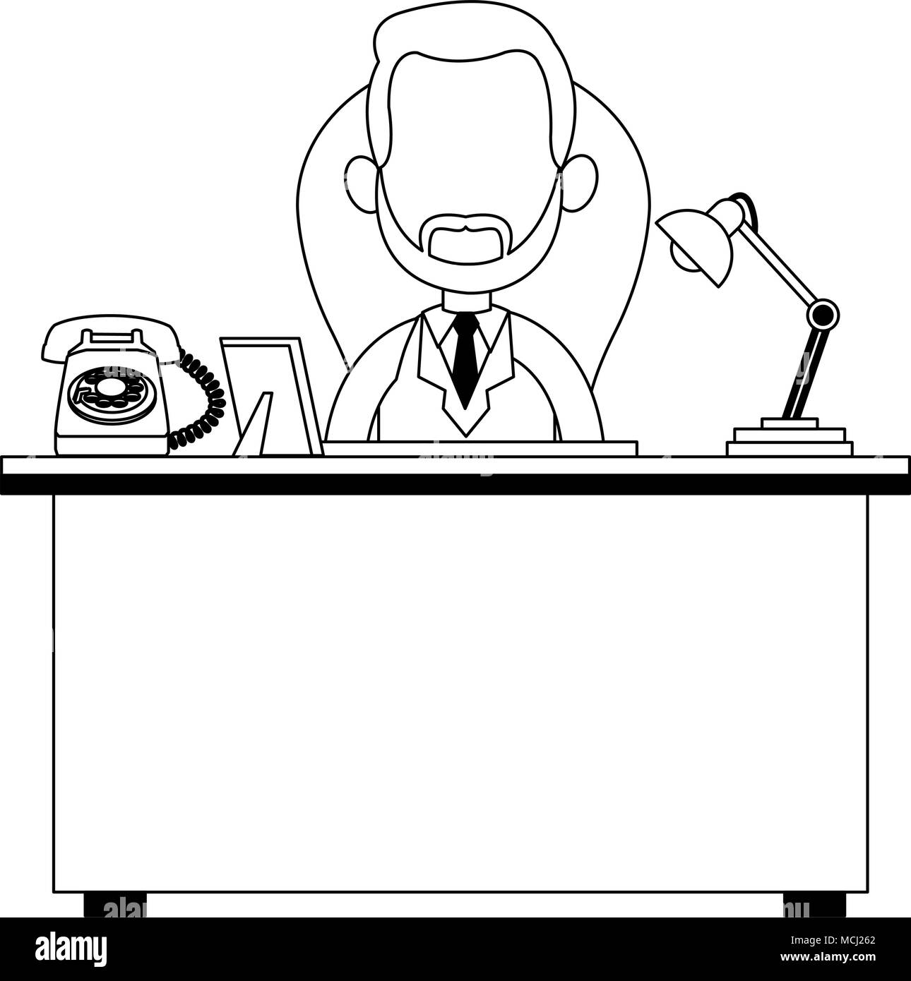 Doctor seated at office on black and white Stock Vector Image & Art - Alamy