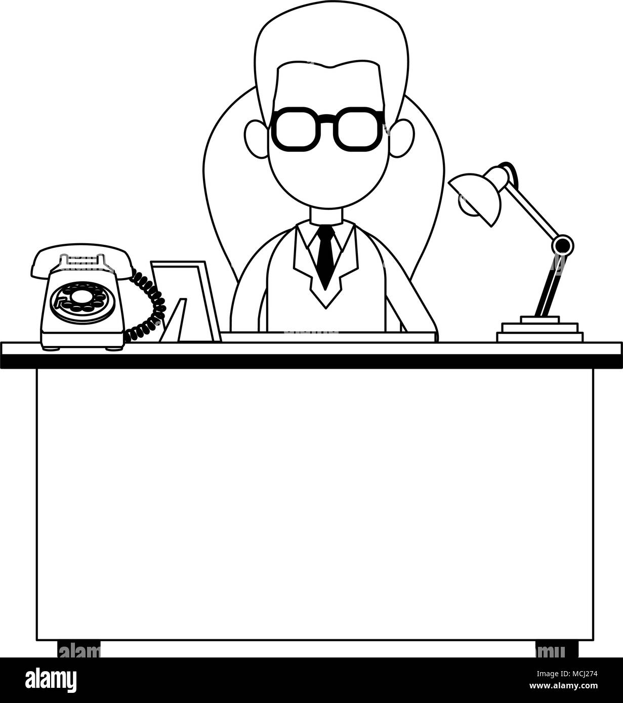 Doctor on desk Stock Vector Images - Alamy