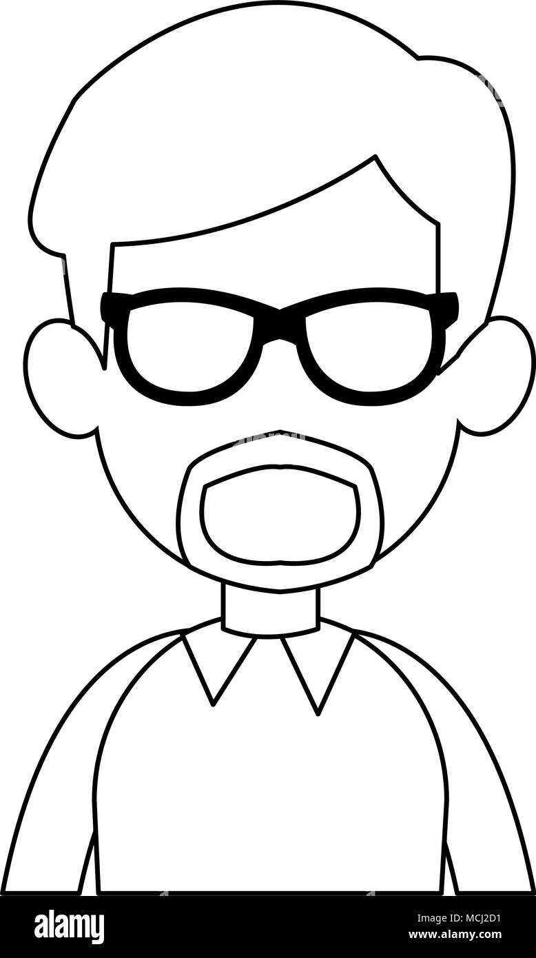 Young man faceless cartoon on black and white Stock Vector Image & Art ...