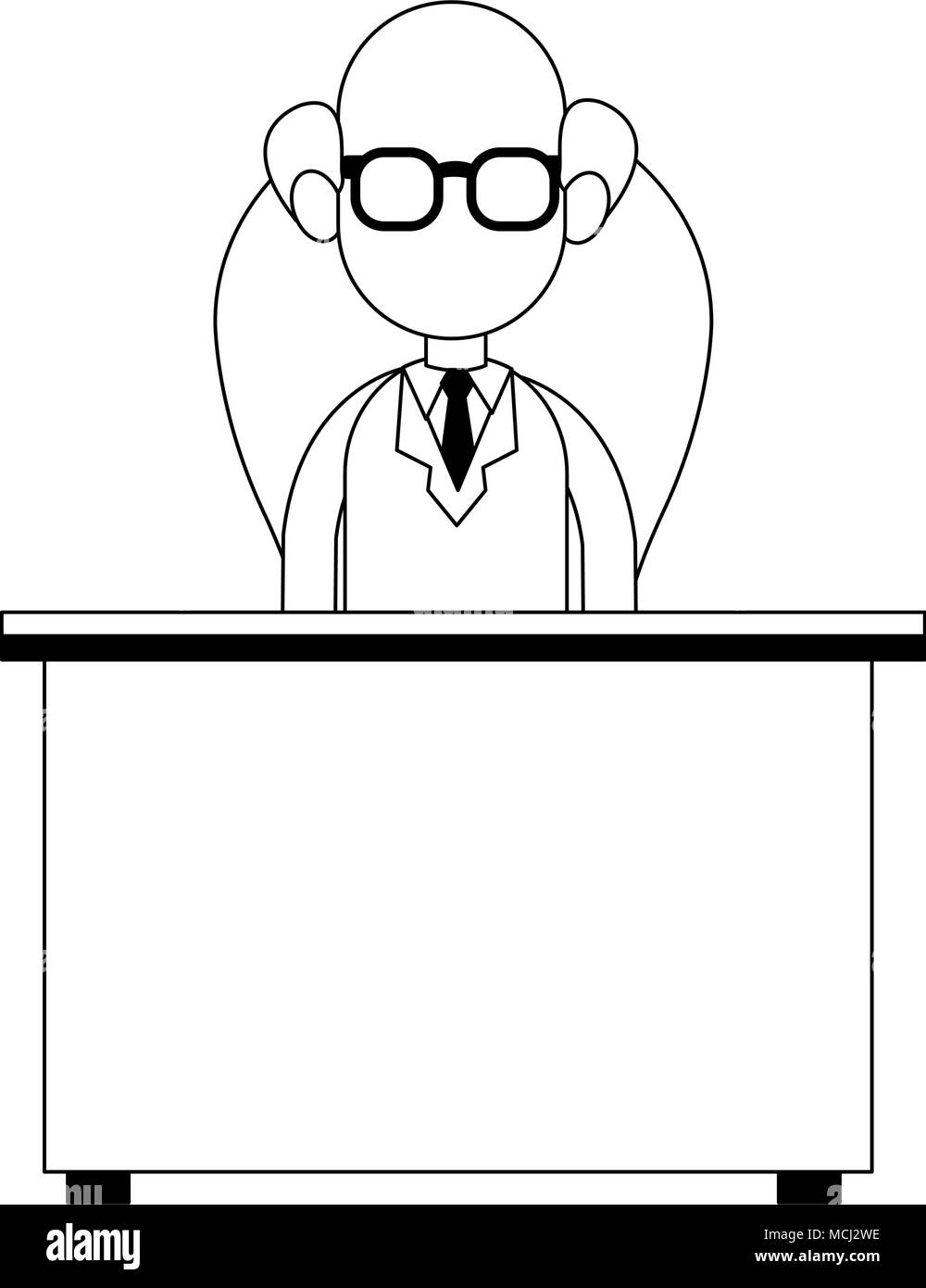 Doctor seated at office on black and white Stock Vector Image & Art - Alamy