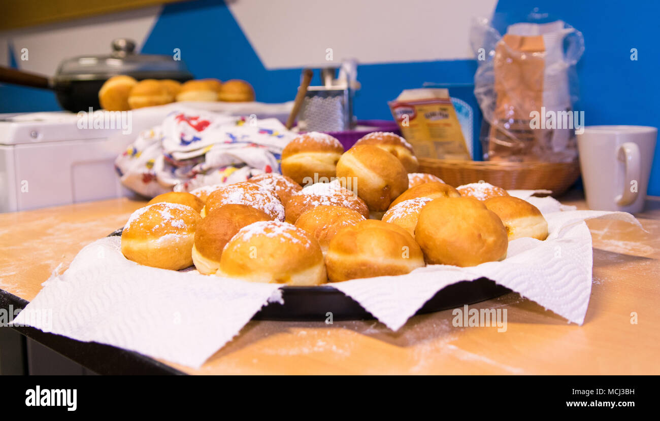 Homemade donuts with jam (Berliner Stock Photo - Alamy