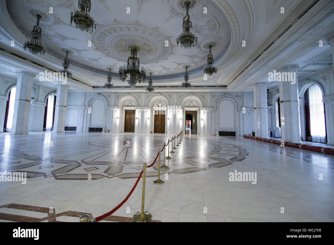 Architectural indoor details from the Romanian Palace of Parliament ...