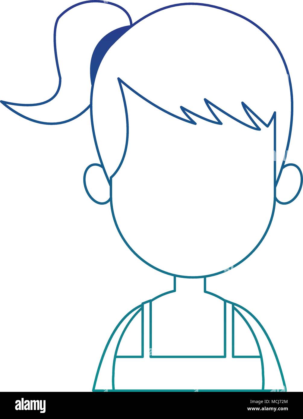 Young faceless woman profile blue lines Stock Vector Image & Art - Alamy