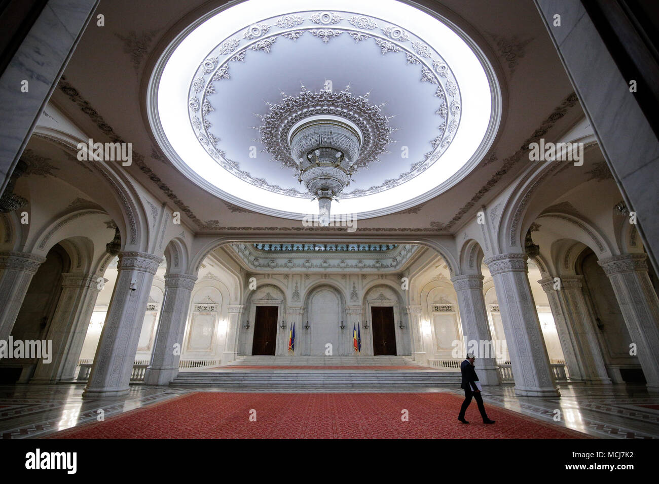Architectural indoor details from the Romanian Palace of Parliament ...