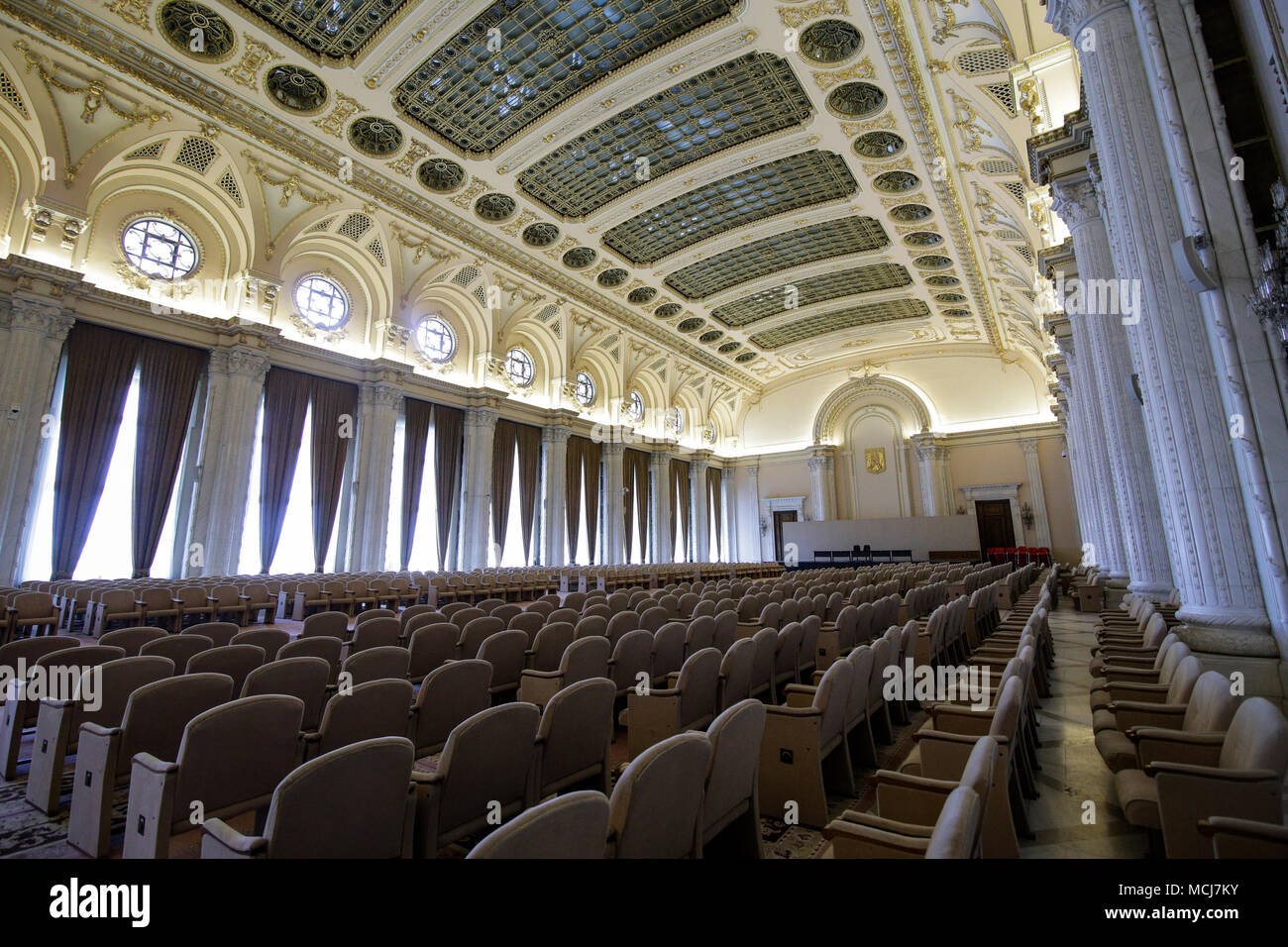 Architectural indoor details from the Romanian Palace of Parliament ...