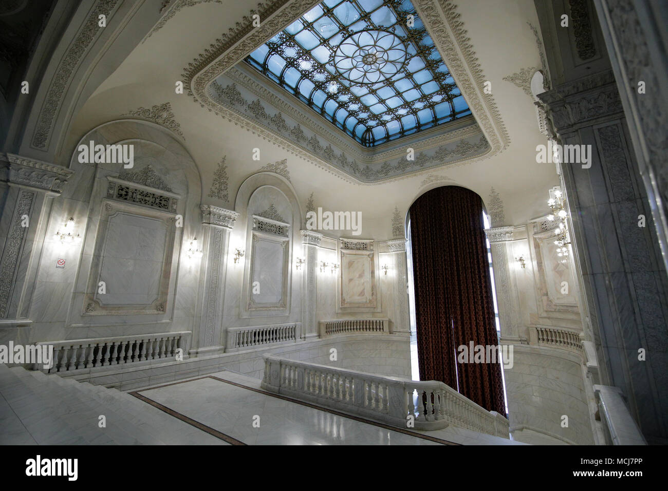 Architectural indoor details from the Romanian Palace of Parliament ...