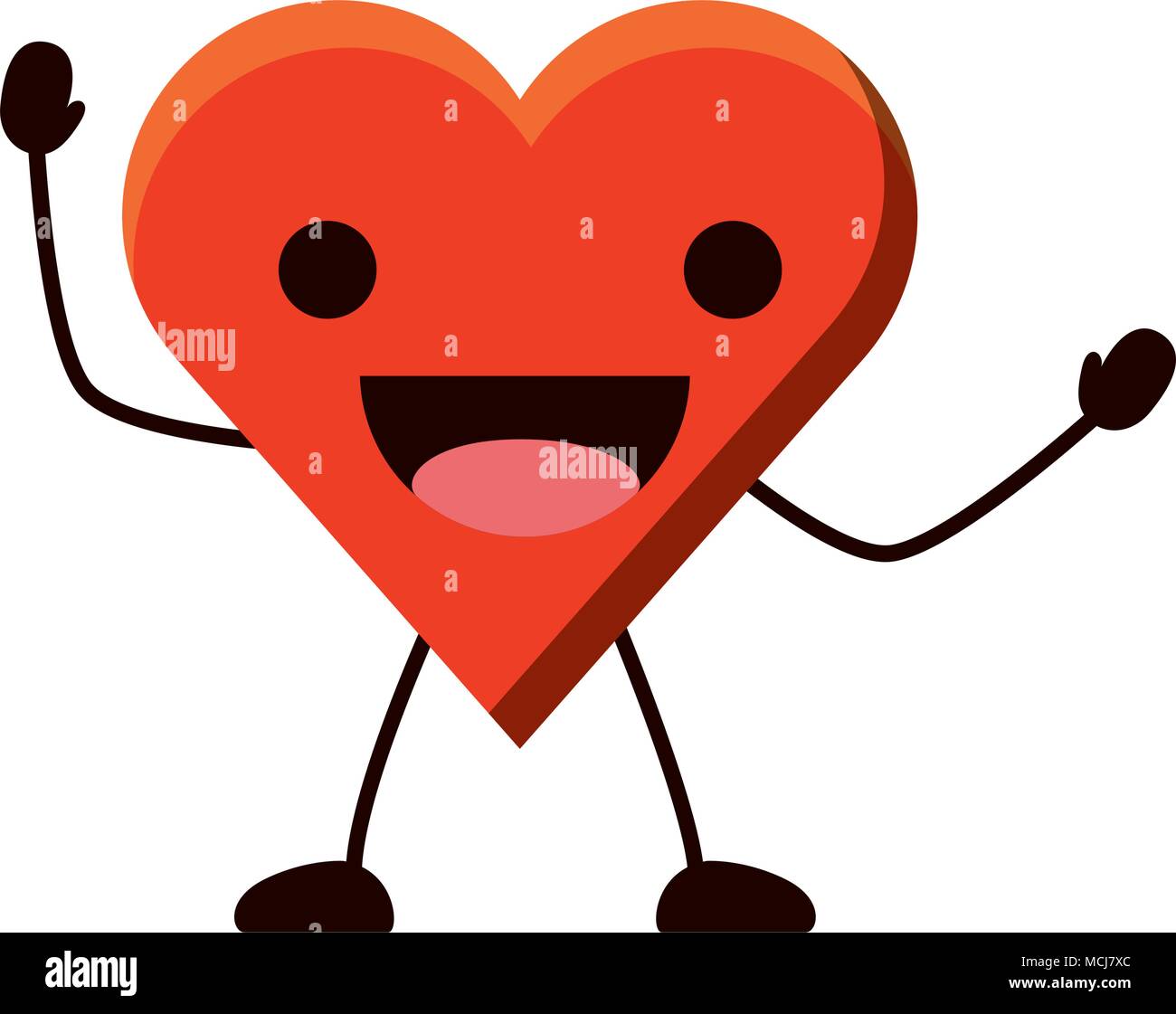 kawaii excited heart icon over white background, colorful design ...