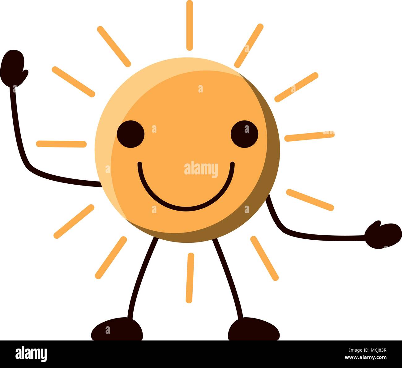 kawaii excited sun icon over white background, colorful design. vector ...