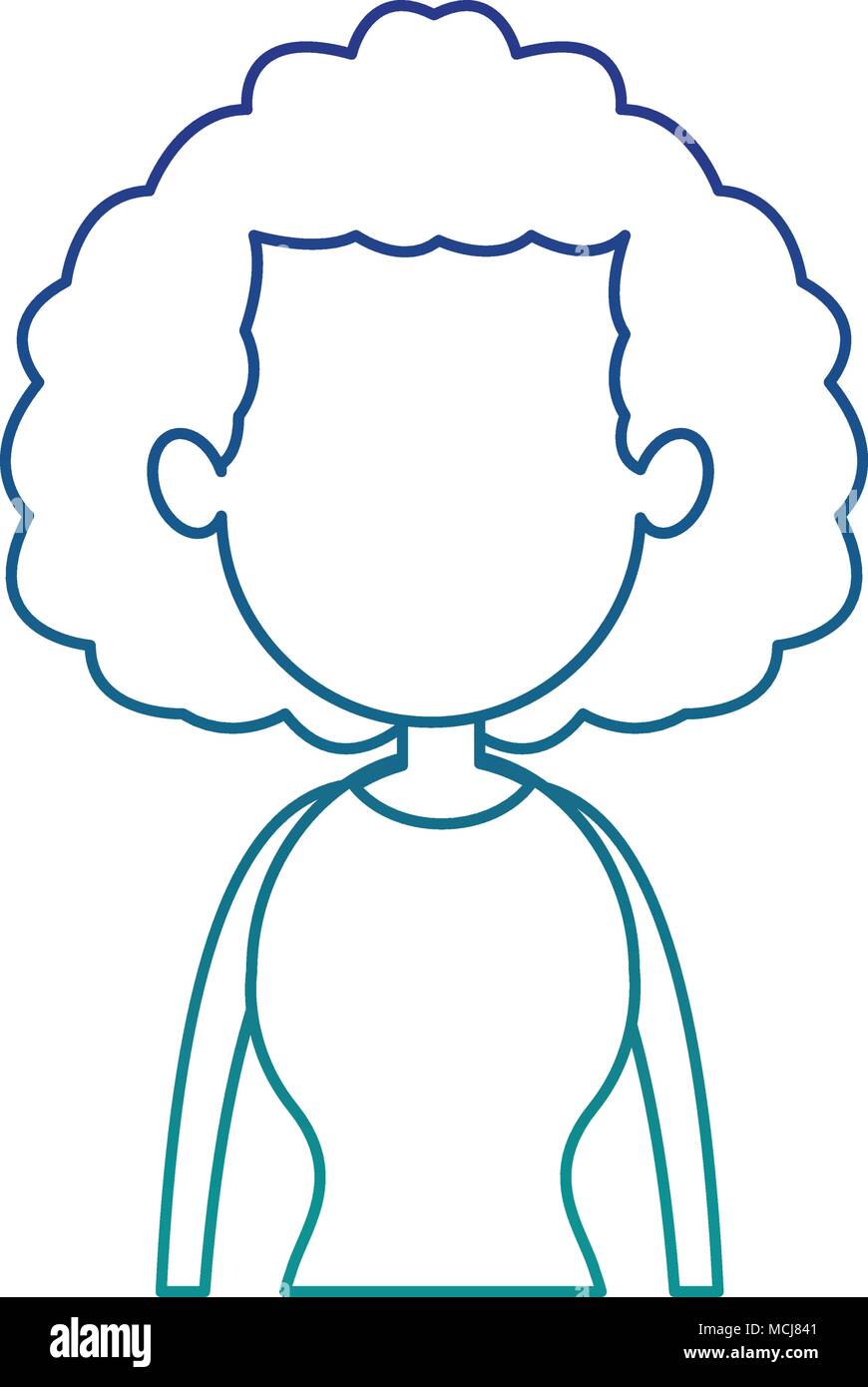 Young faceless woman profile blue lines Stock Vector Image & Art - Alamy