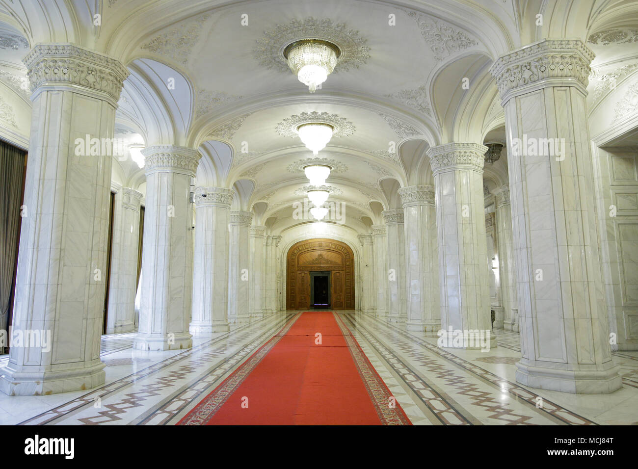 Architectural indoor details from the Romanian Palace of Parliament ...