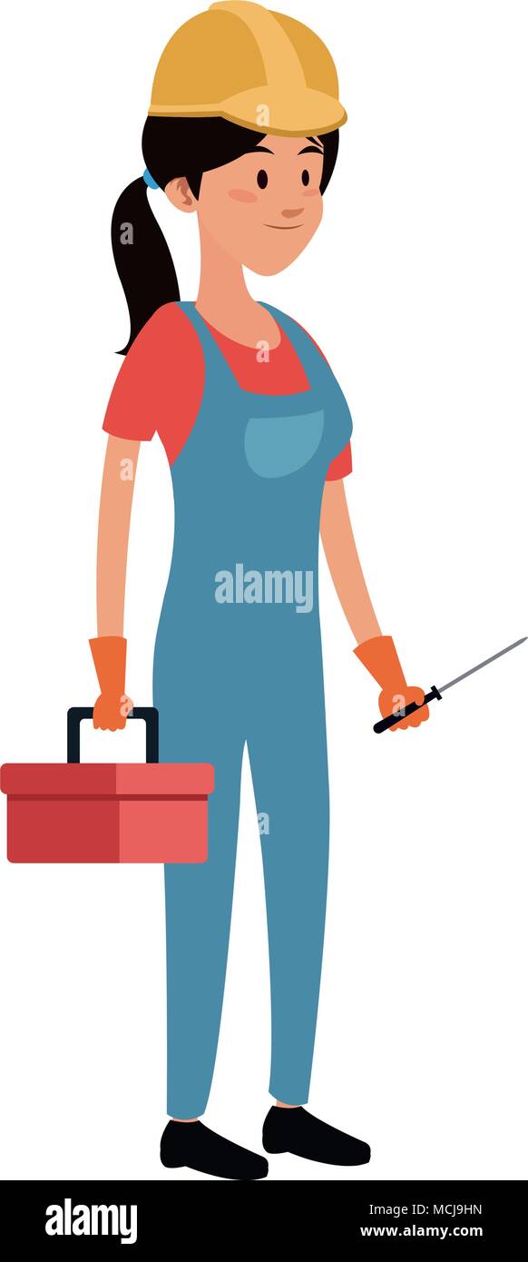 Construction female worker cartoon Stock Vector Image & Art - Alamy