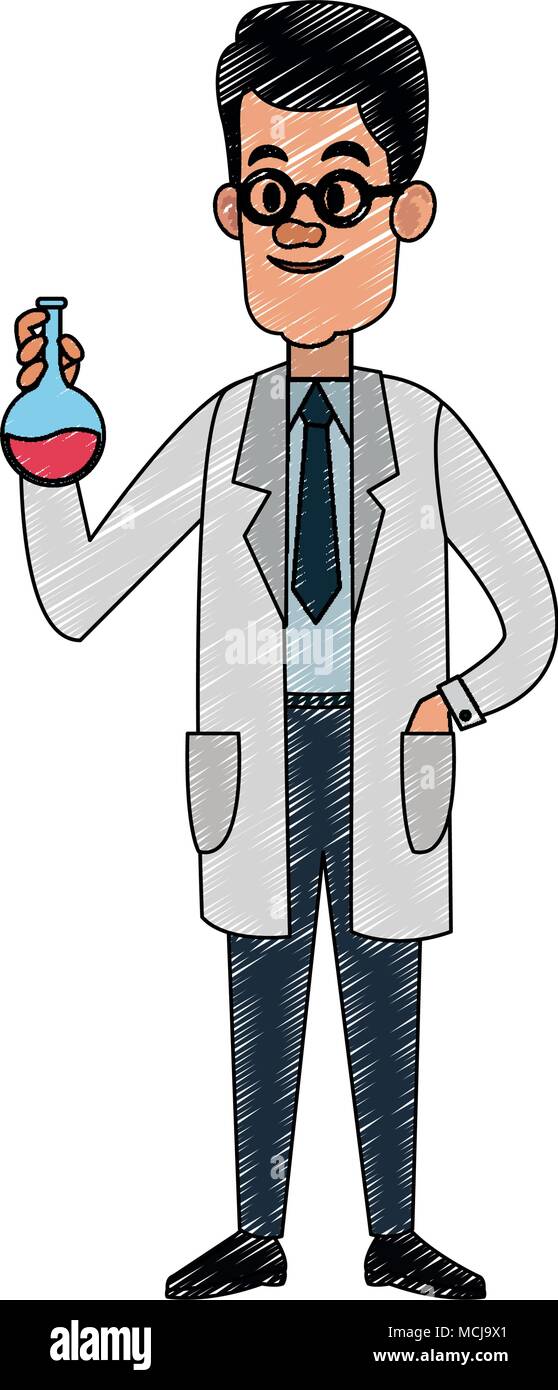 Scientific male cartoon scribble Stock Vector Image & Art - Alamy