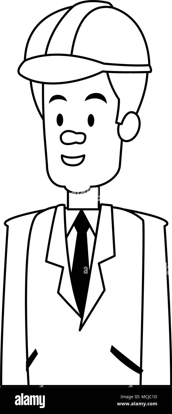 Engineer male cartoon on black and white Stock Vector Image & Art - Alamy