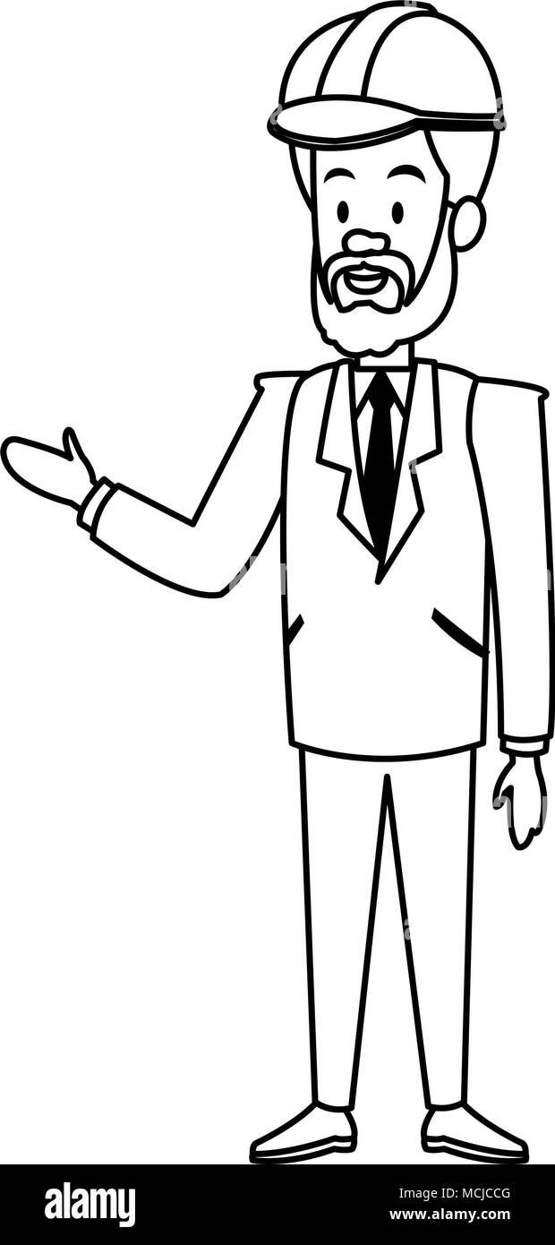 Engineer male cartoon on black and white Stock Vector Image & Art - Alamy