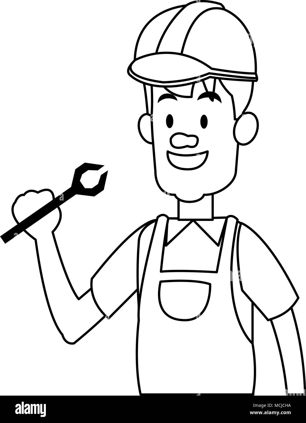 Construction Worker Cartoon Black And White