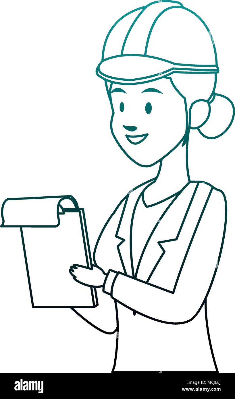 Female architect cartoon on blue lines Stock Vector Image & Art - Alamy