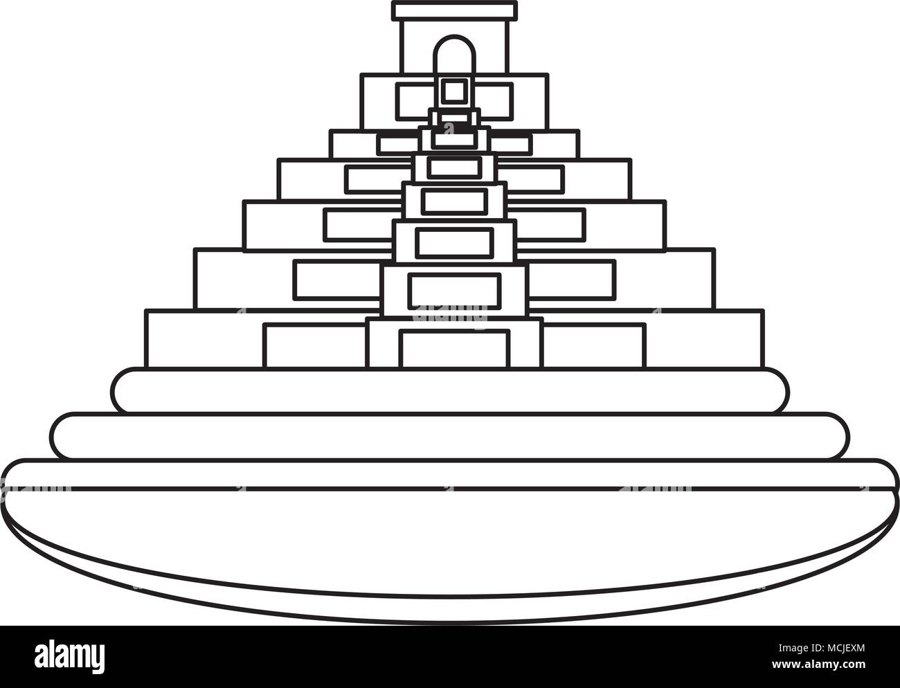 mexican pyramid icon over white background, vector illustration Stock ...