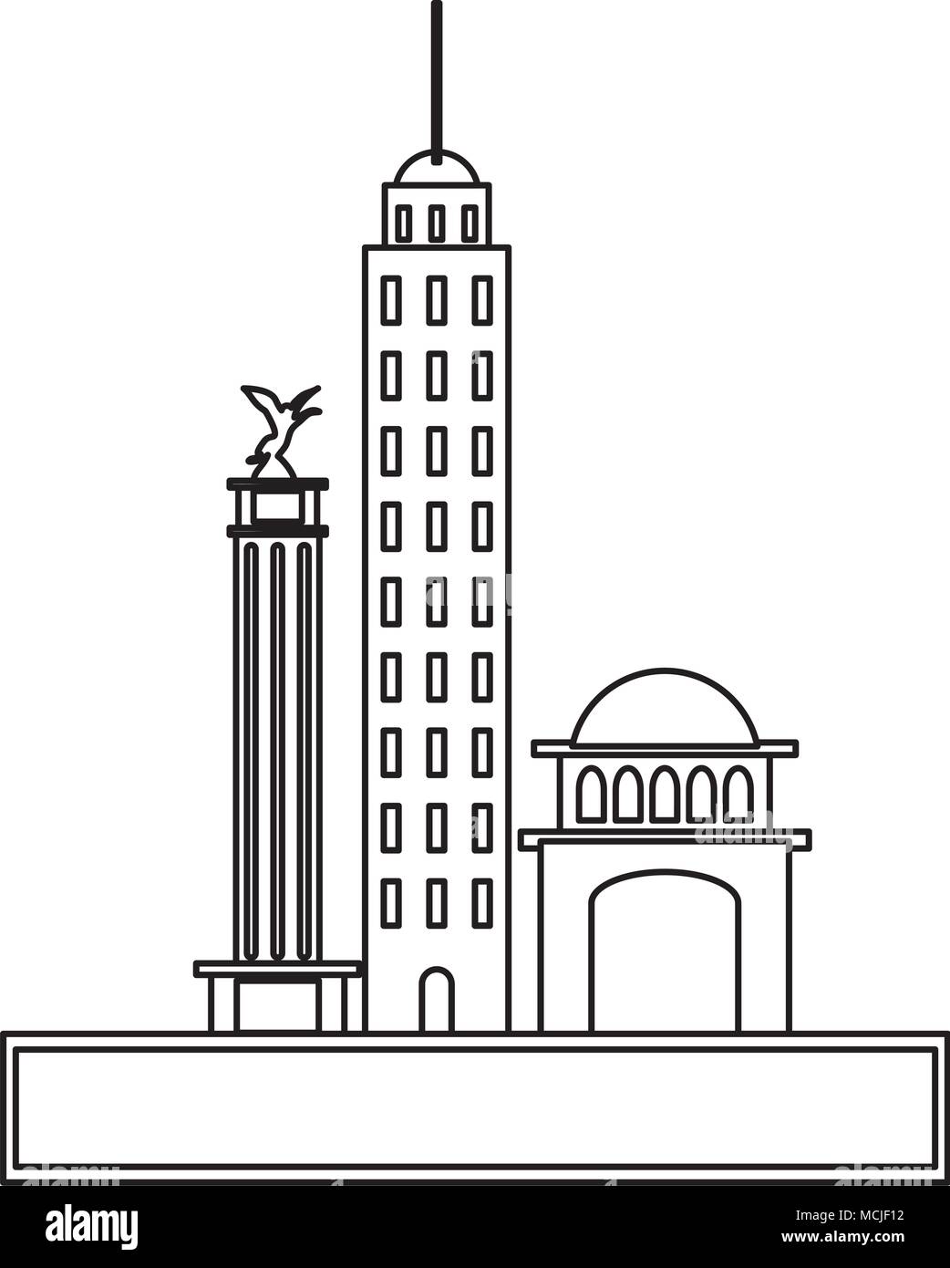 iconics mexican buildings design icon over white background, vector ...