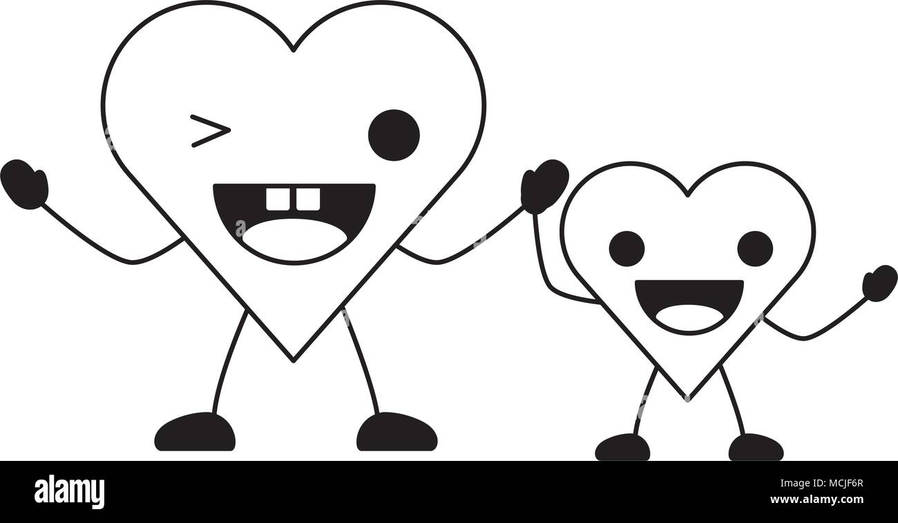 kawaii excited heart icon over white background, vector illustration ...