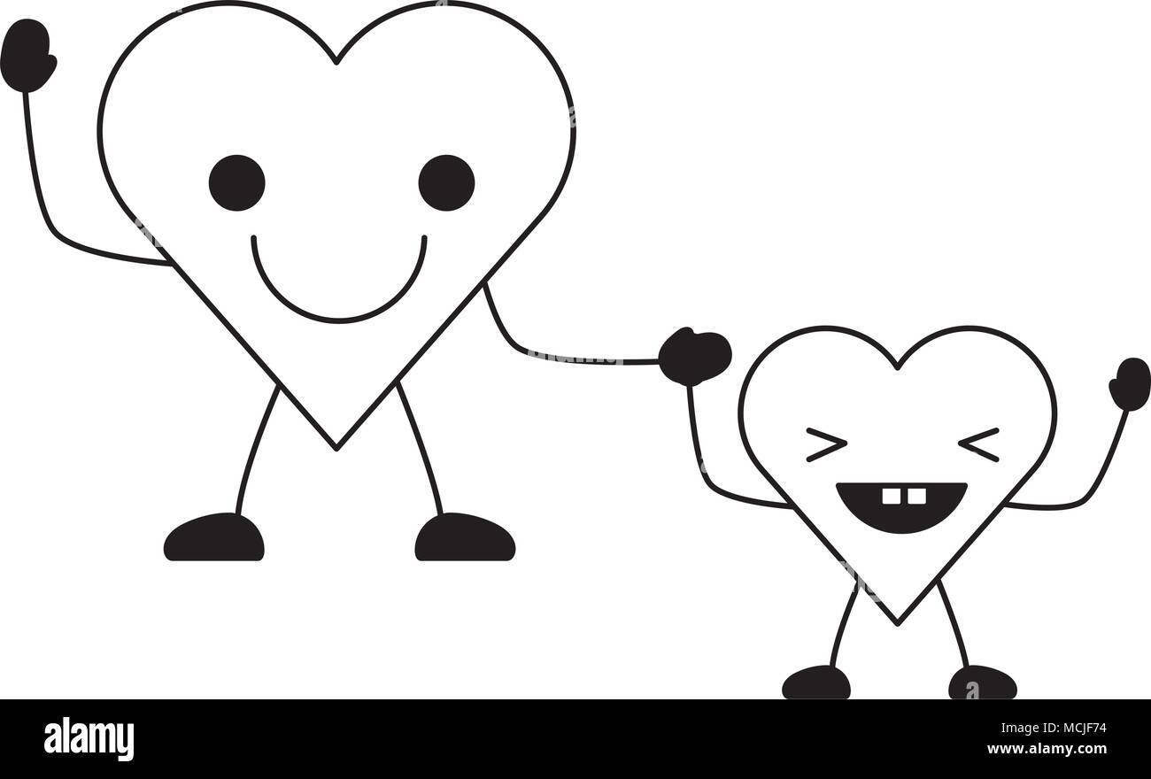 kawaii excited heart icon over white background, vector illustration ...