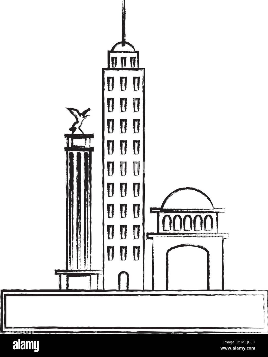 iconics mexican buildings design icon over white background, vector ...