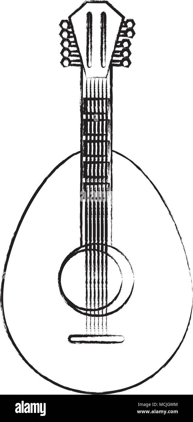 sketch of mandolina instrument icon over white background, vector ...