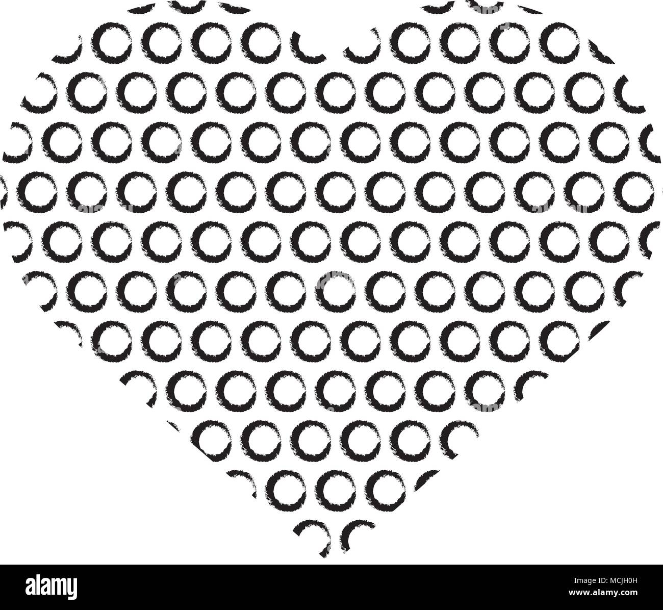sketch of heart with dots over white background, vector illustration ...