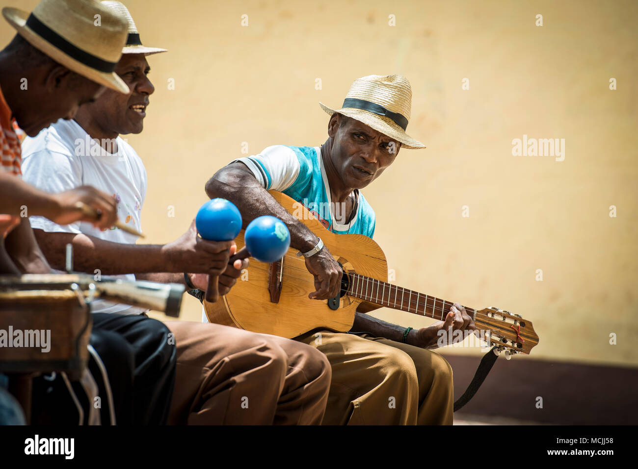Cuban musicians play in the street in Trinidad, Cuba Stock Photo - Alamy