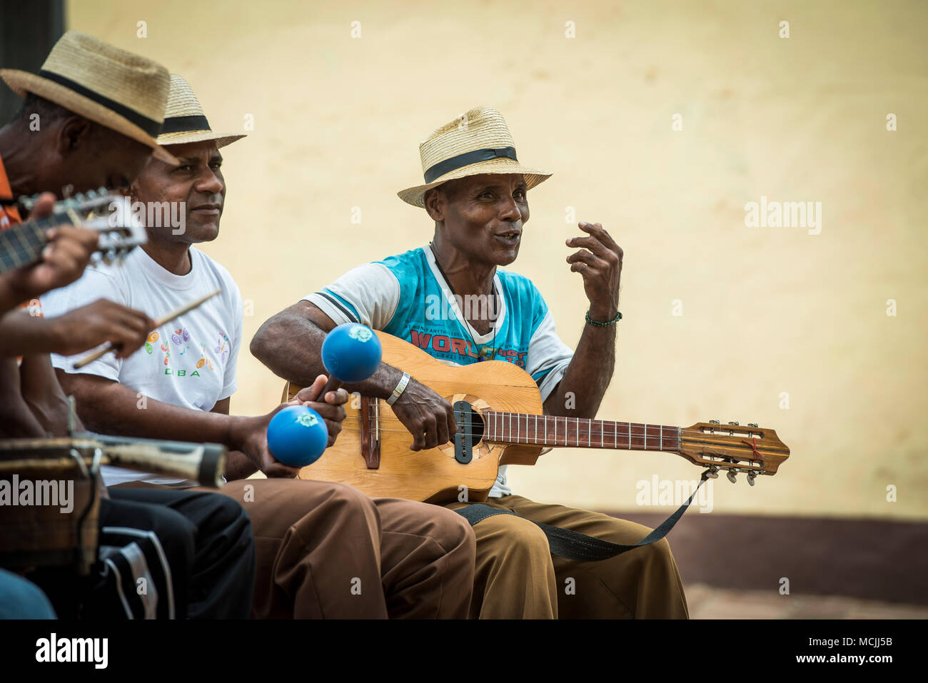Cuban musicians play in the street in Trinidad, Cuba Stock Photo - Alamy