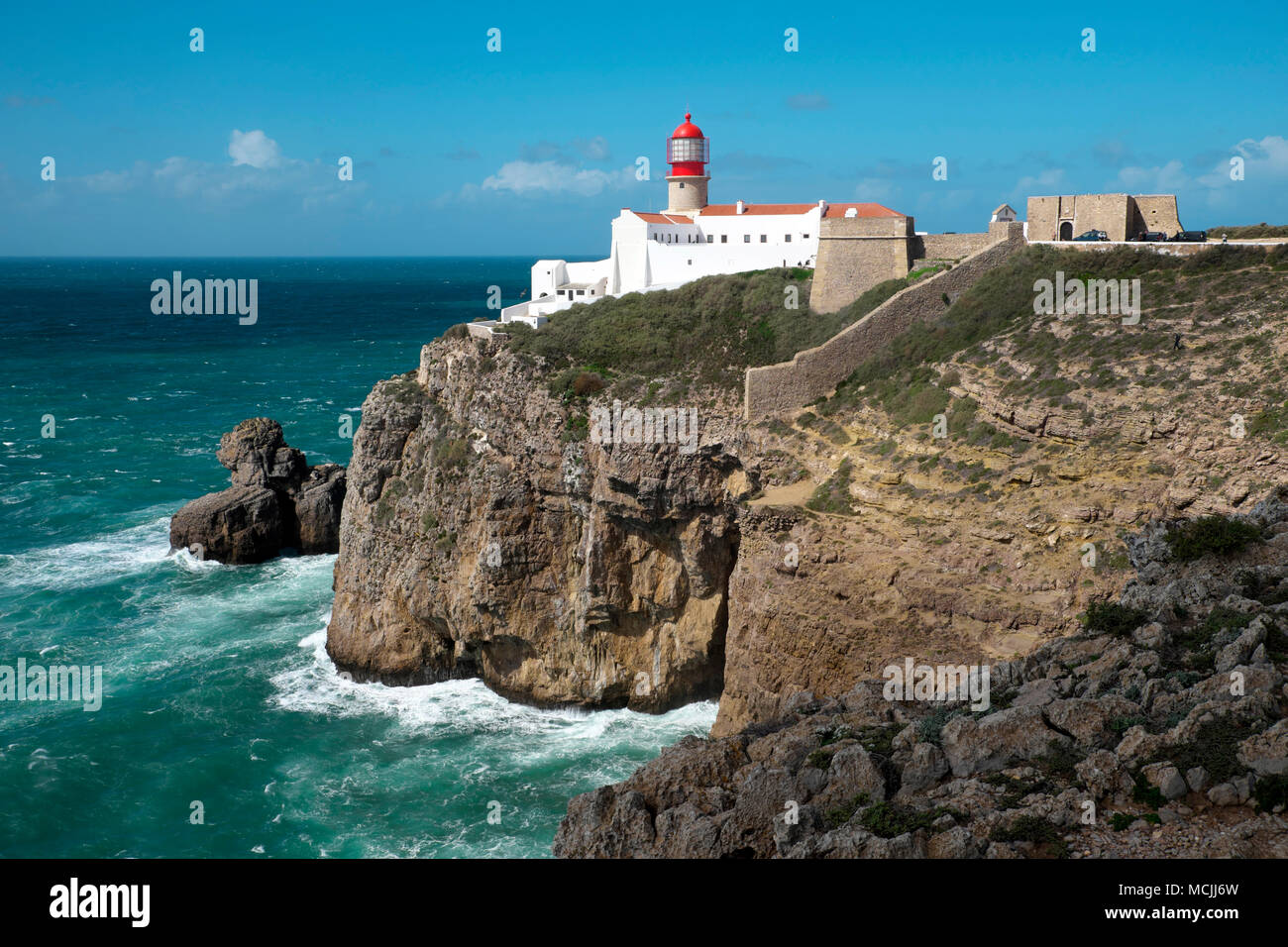 Lighthouse, Cape Saint Vincent, Cabo de Sao Vicente, Sagres, Algarve ...