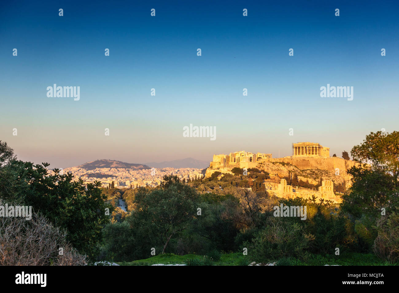 Acropolis- Athens surrounded by lush foliage, Greece Stock Photo - Alamy