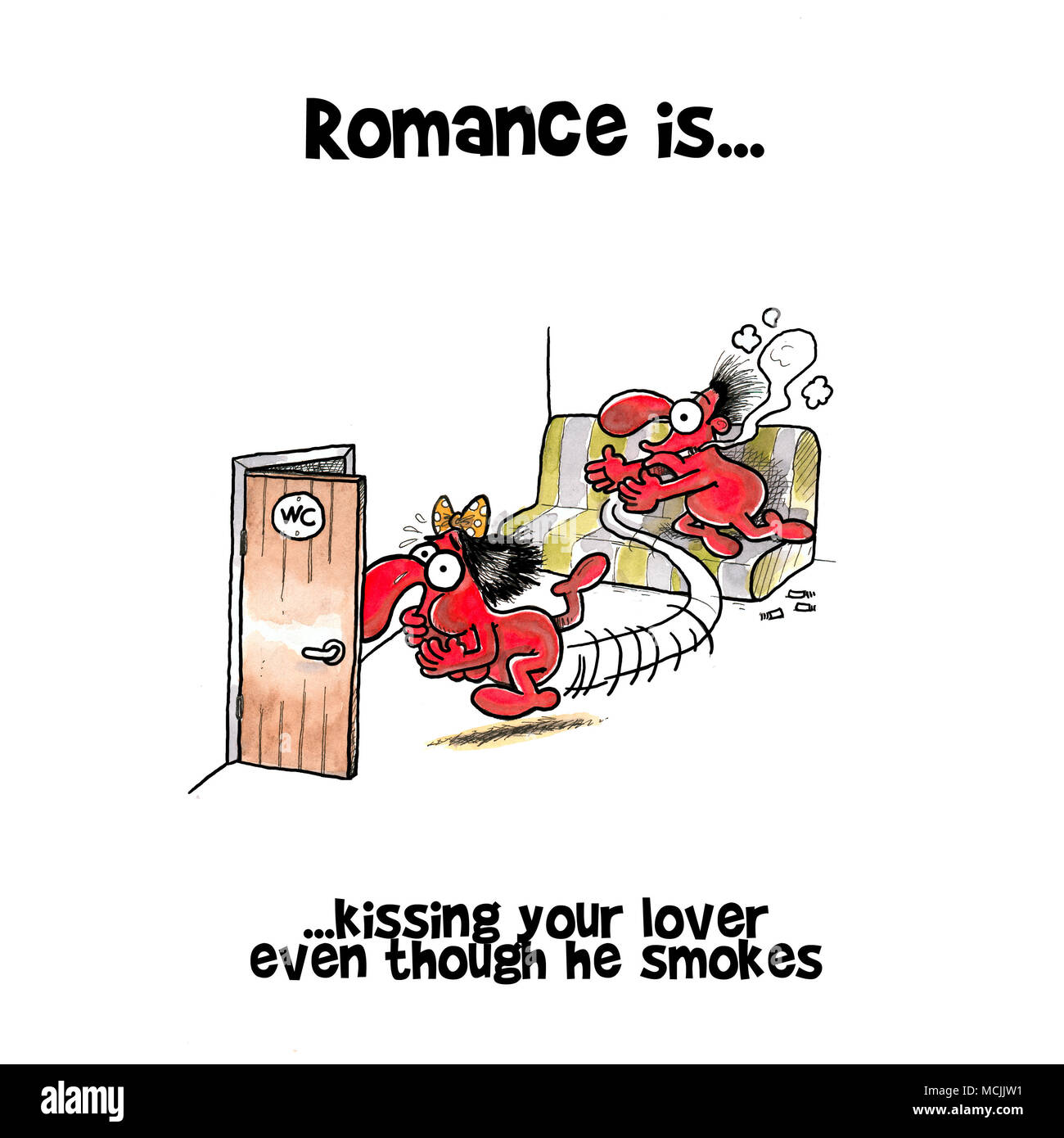 Woman is running away to throw up because of her smoking boyfriend ...