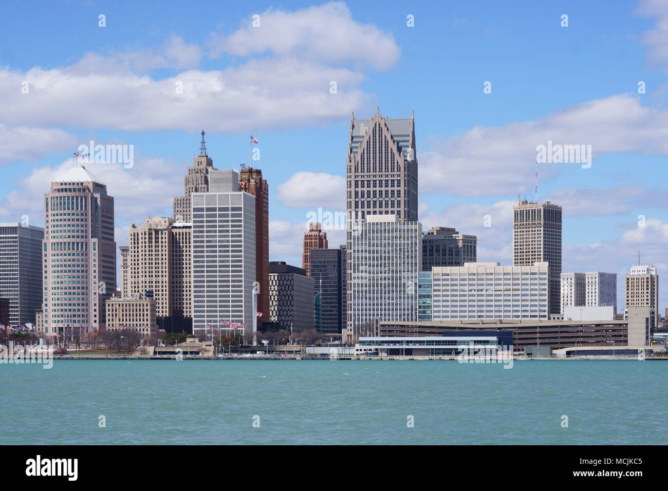 Detroit city center Renaissance Center during a beautiful day view from ...