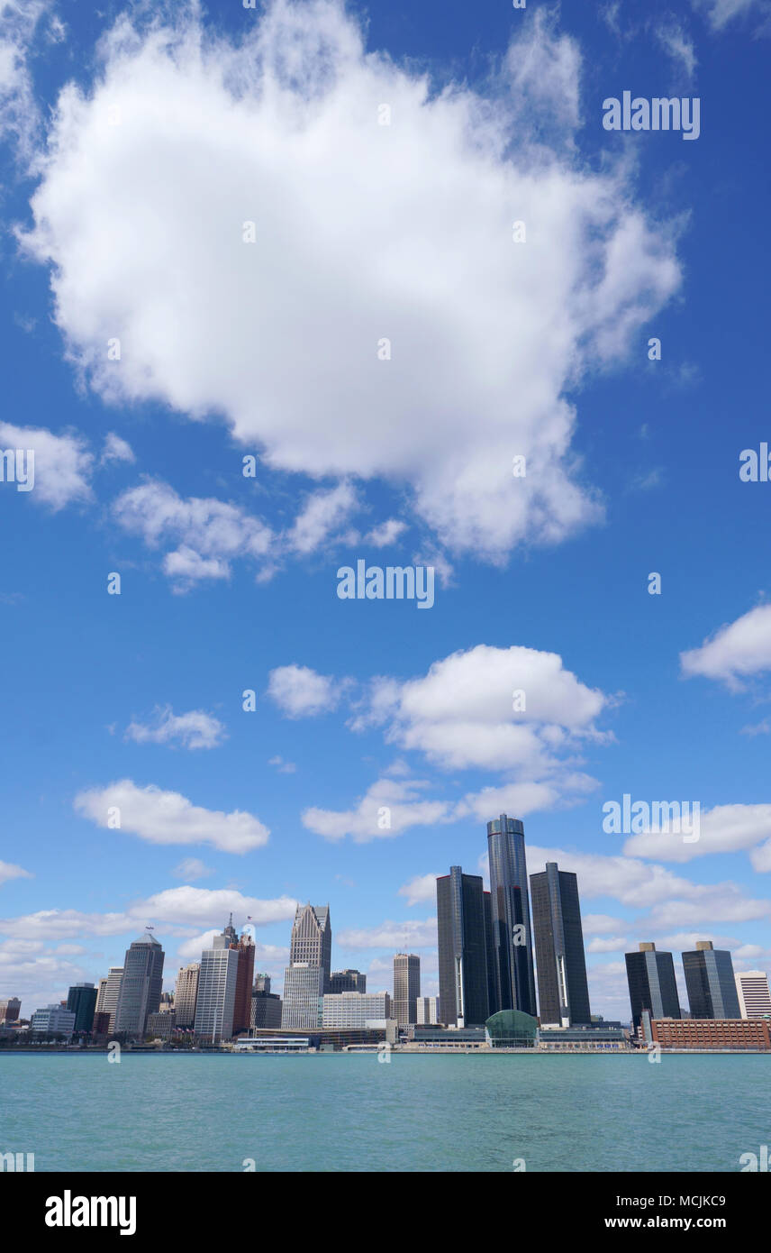 Detroit city center Renaissance Center during a beautiful day view from ...