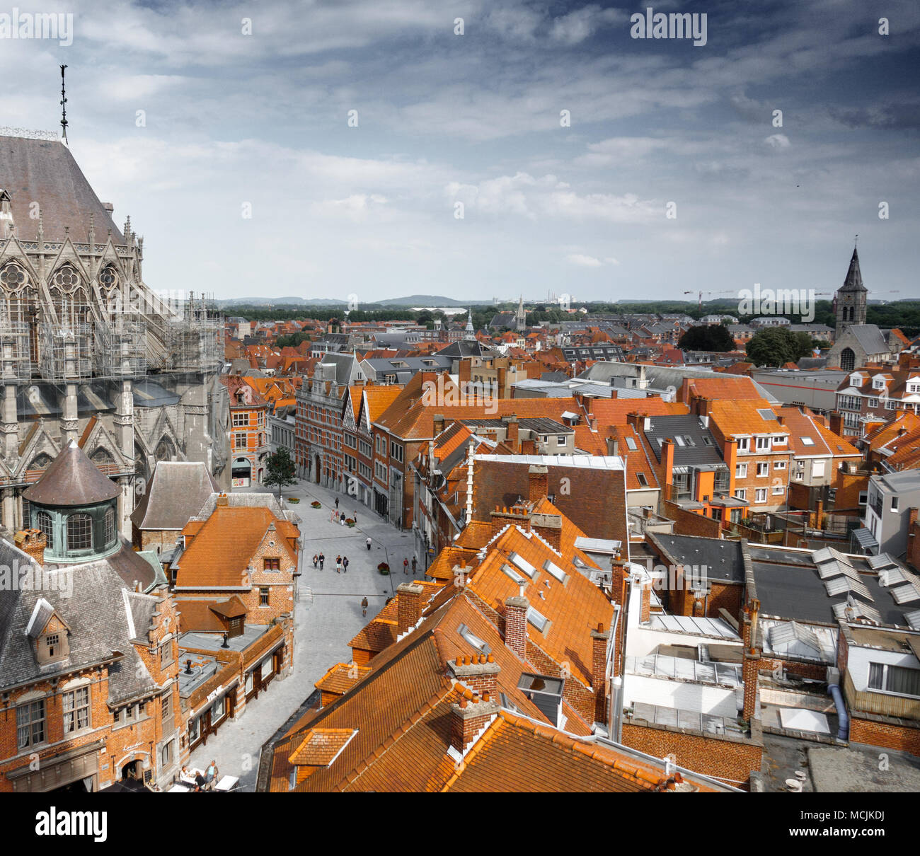 Aerial view of city buildings in Tournai, Belgium Stock Photo - Alamy