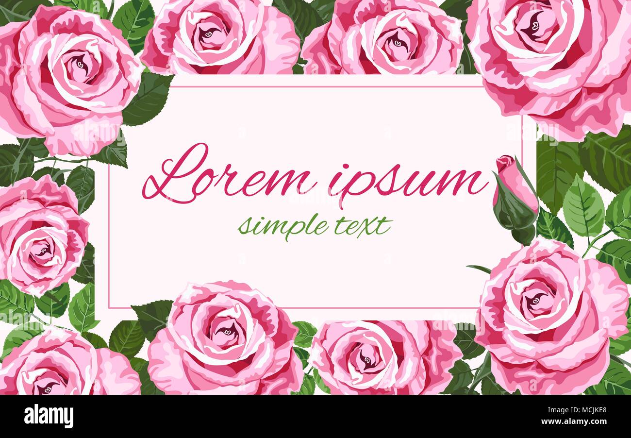 Bright pink vector roses floral design for greeting card and wedding ...