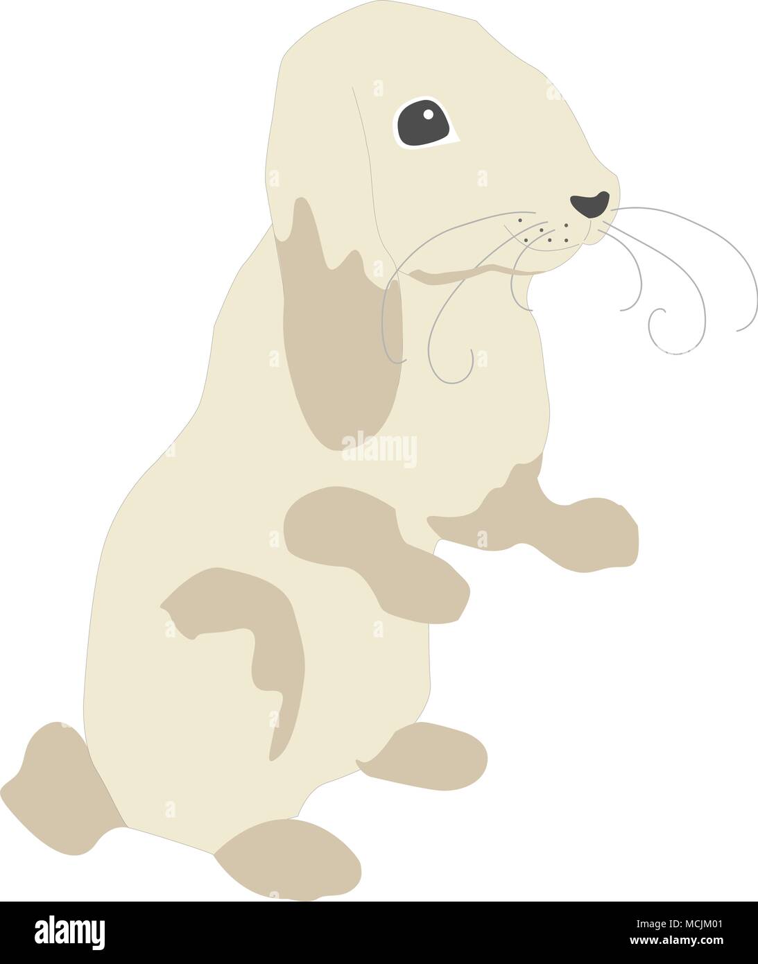 Cute hand drawn bunny standing on its back legs. Cartoon Style. Vector ...