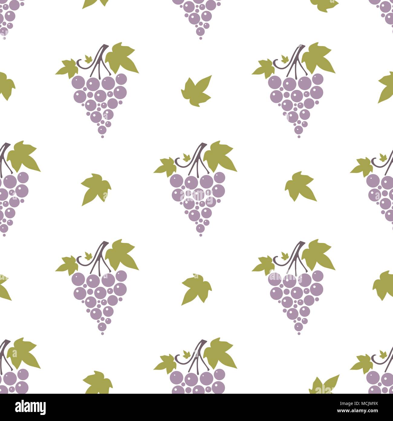 Seamless pattern with grapes and leaves on simple background. Repeating ...