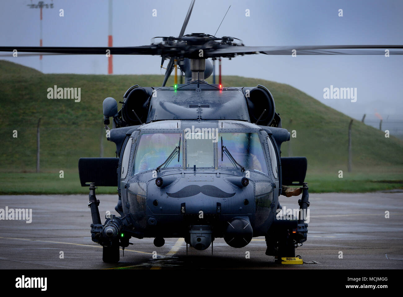 An HH-60G Pave Hawk assigned to the 56th Rescue Squadron prepares for a ...