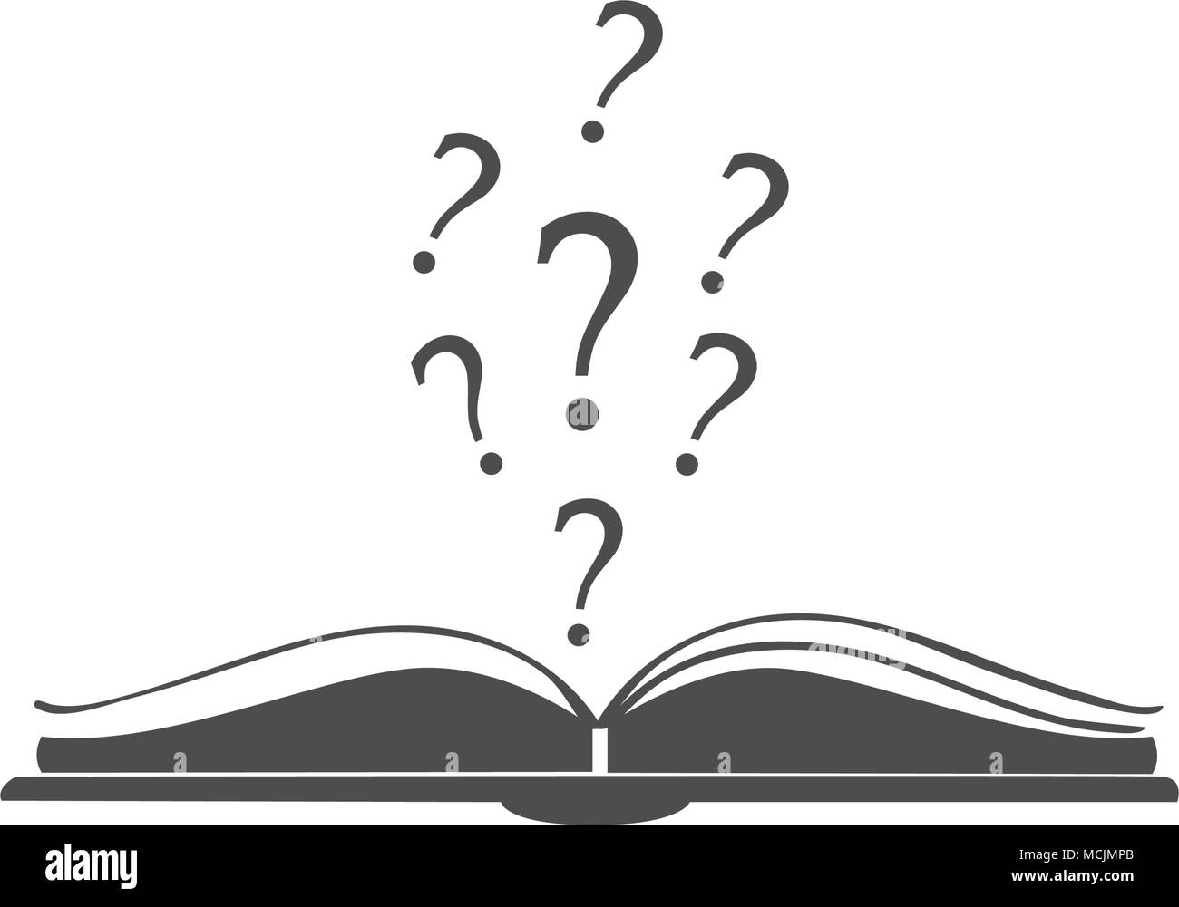 Open book icon with question marks above it. Flat Design. Vector Illustration Stock Vector Image ...