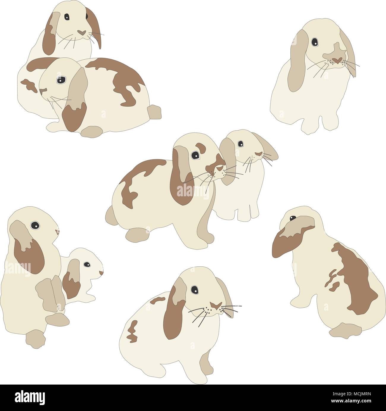 Set of cute funny bunnies. Cute hand drawn design. Bunny Set (one of ...