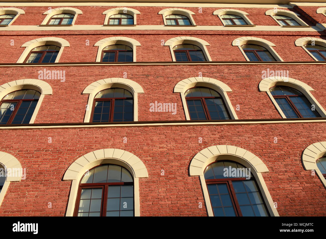 the facade is brick house view from below Stock Photo - Alamy