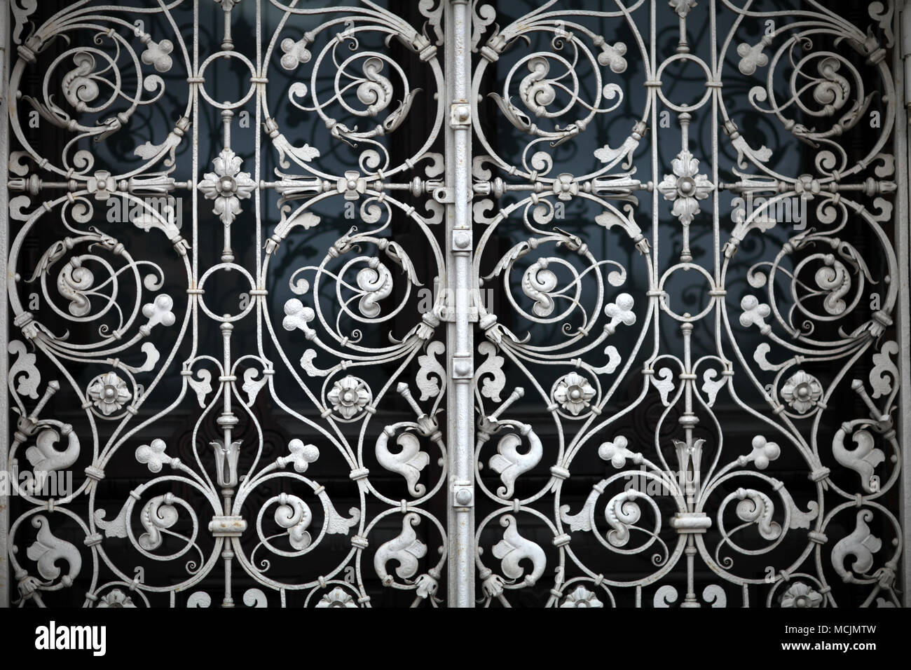 Elegant grating with floral patterns on the window Stock Photo - Alamy